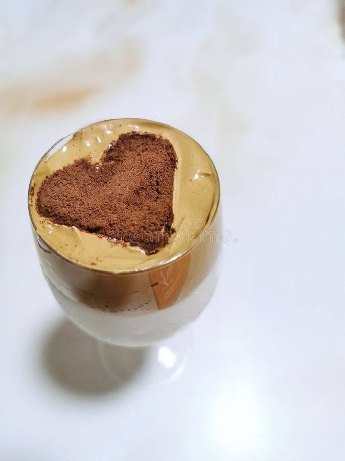 Dalgona Coffee with Heart-shaped. Stock Image - Image of coffee, latte ...