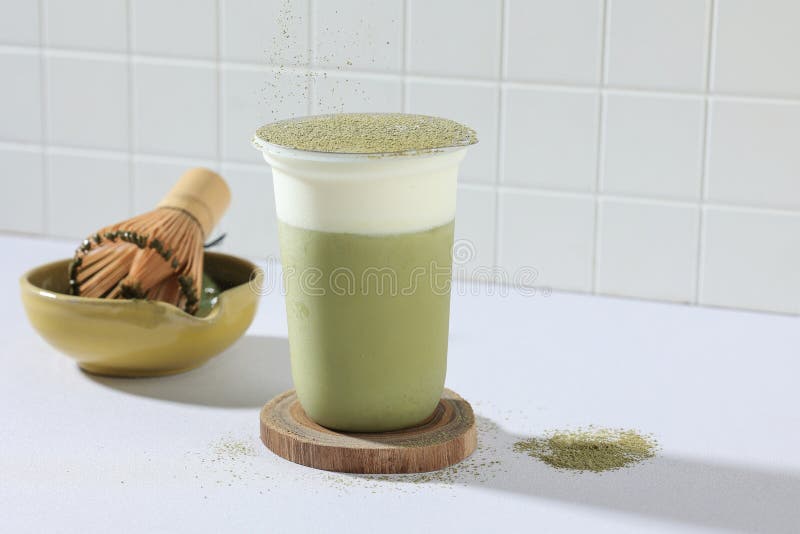 Dalgona Matcha Green Tea Milkshake Stock Image - Image of korean ...