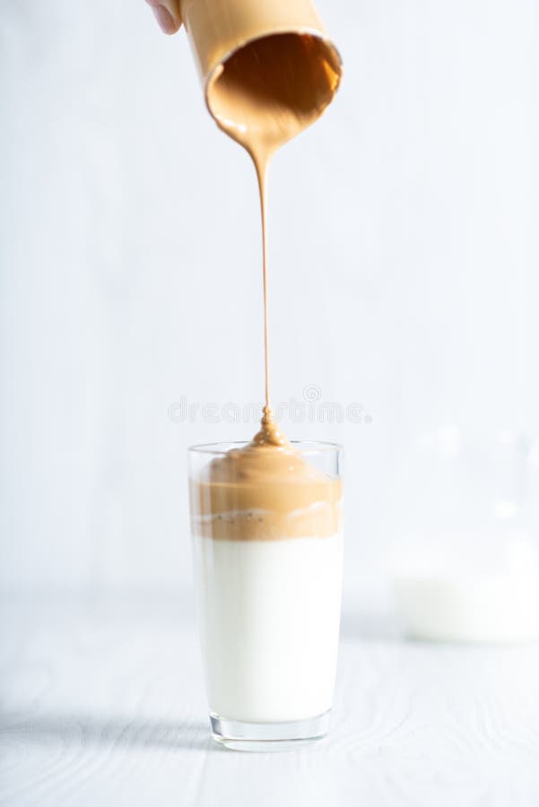 Dalgonacoffee Making Process. Whipped Coffee with Sugar in Brown Foam ...