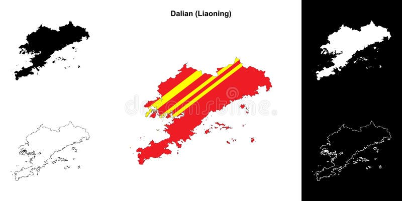 Dalian outline map stock illustration. Illustration of detailed - 334843573