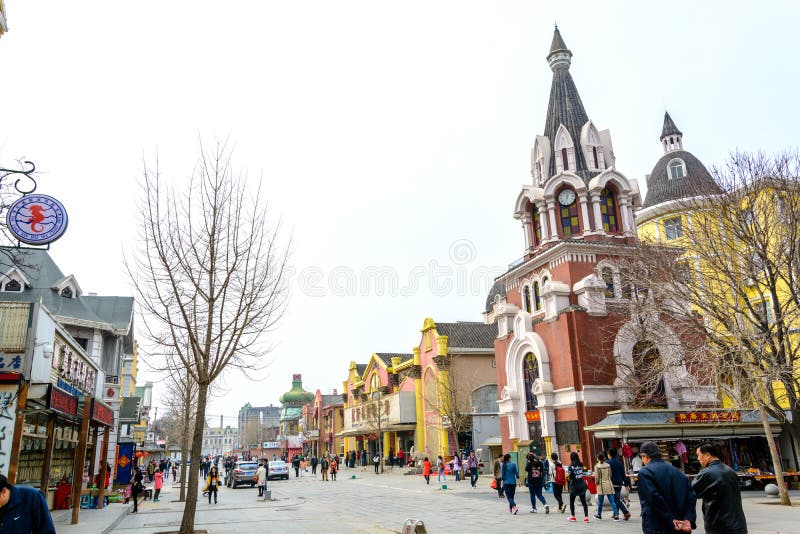 DALIAN, CHINA - April 5, 2015 : Russian Street and Architecture ...