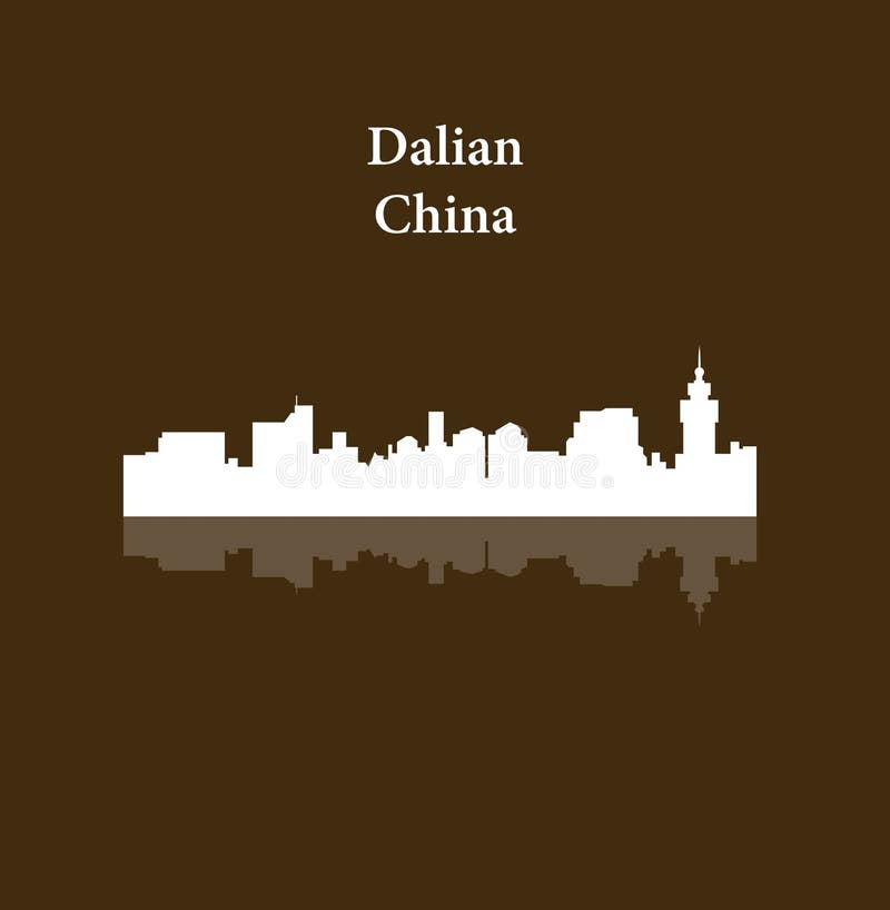 Dalian, China City Silhouette Stock Vector - Illustration of reflection ...