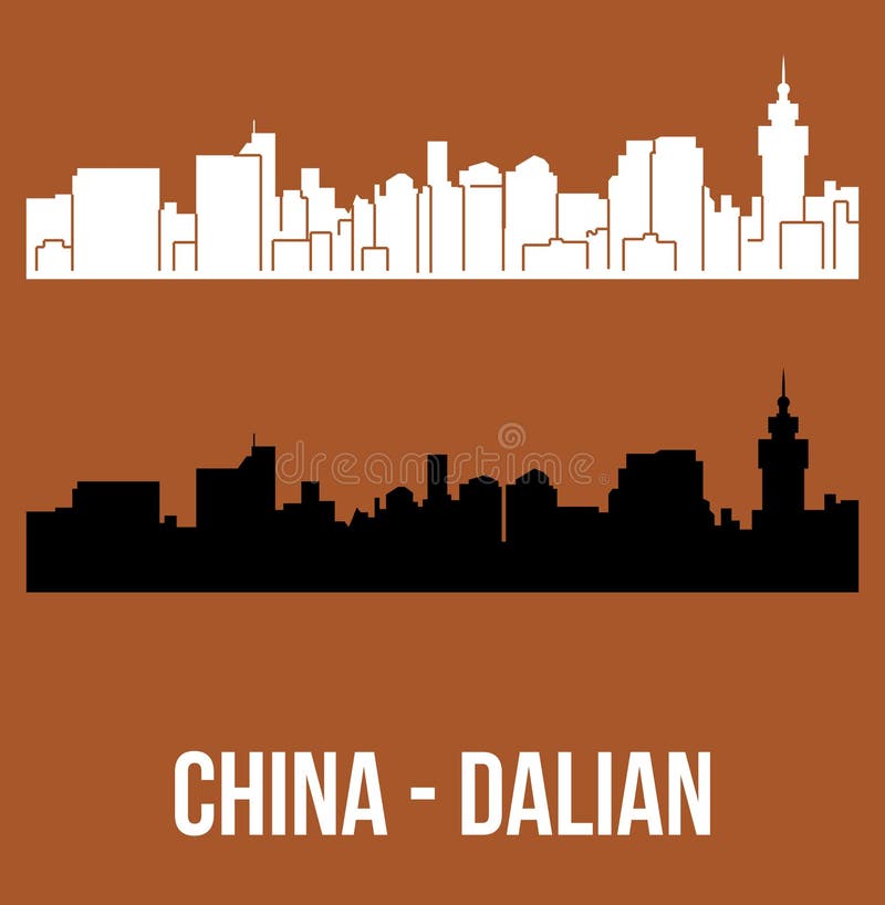 Dalian, China City Silhouette Stock Vector - Illustration of panorama ...