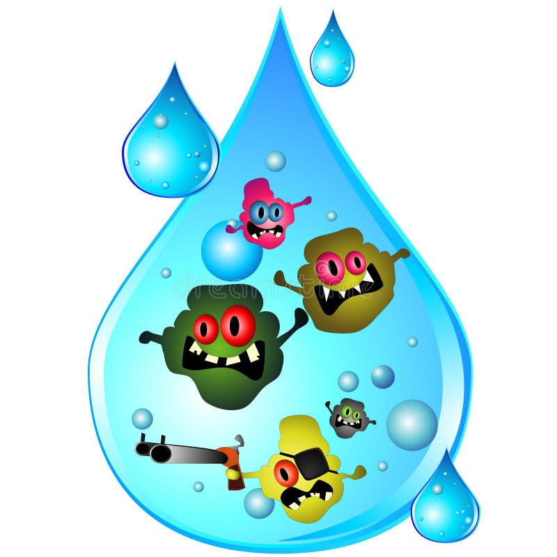 Daling van vuil water vector illustratie. Illustration of microbiologie ...