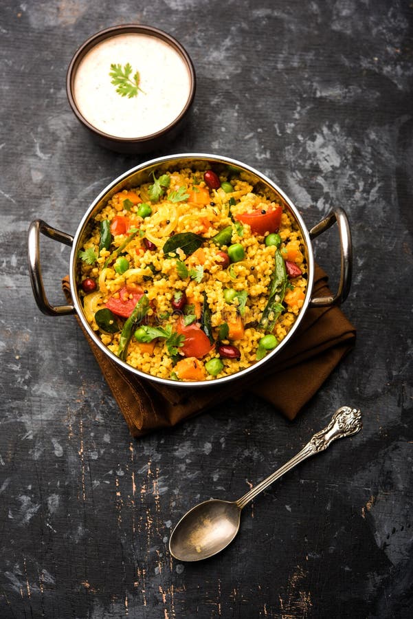 Daliya Upma or Broken Wheat Upma Stock Image - Image of broken, daliya ...