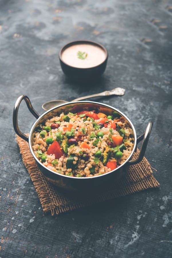 Daliya Upma or Broken Wheat Upma Stock Photo - Image of indian, grain ...