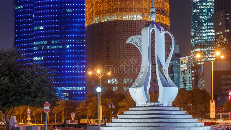 Dallah Coffee Pot Sculpture in Doha, Qatar Editorial Image - Image of ...