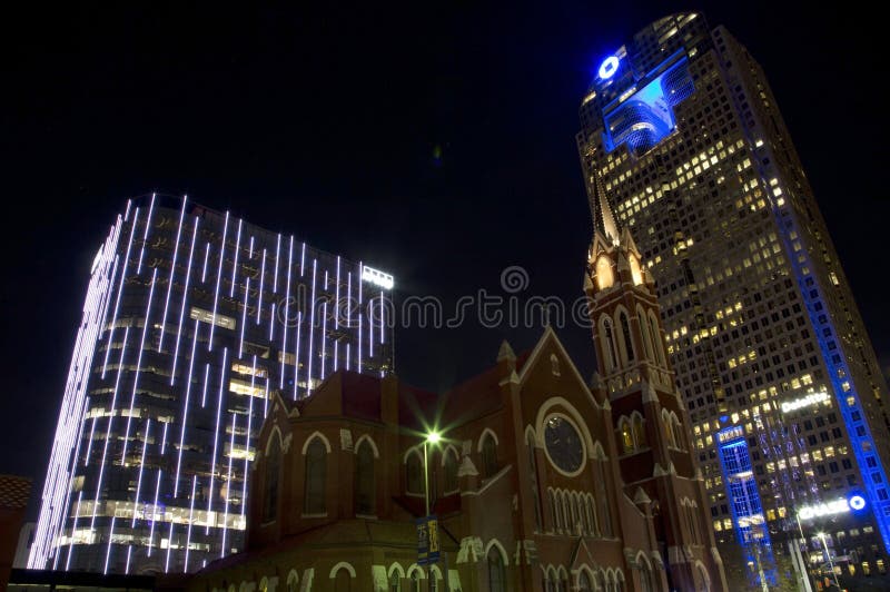 Dallas Buildings Night Scenes Editorial Photography - Image of ...