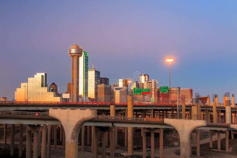Dallas City Skyline at Twilight Stock Photo - Image of downtown ...