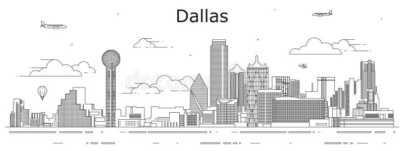 Dallas Skyline Line Art Stock Illustrations – 111 Dallas Skyline Line ...