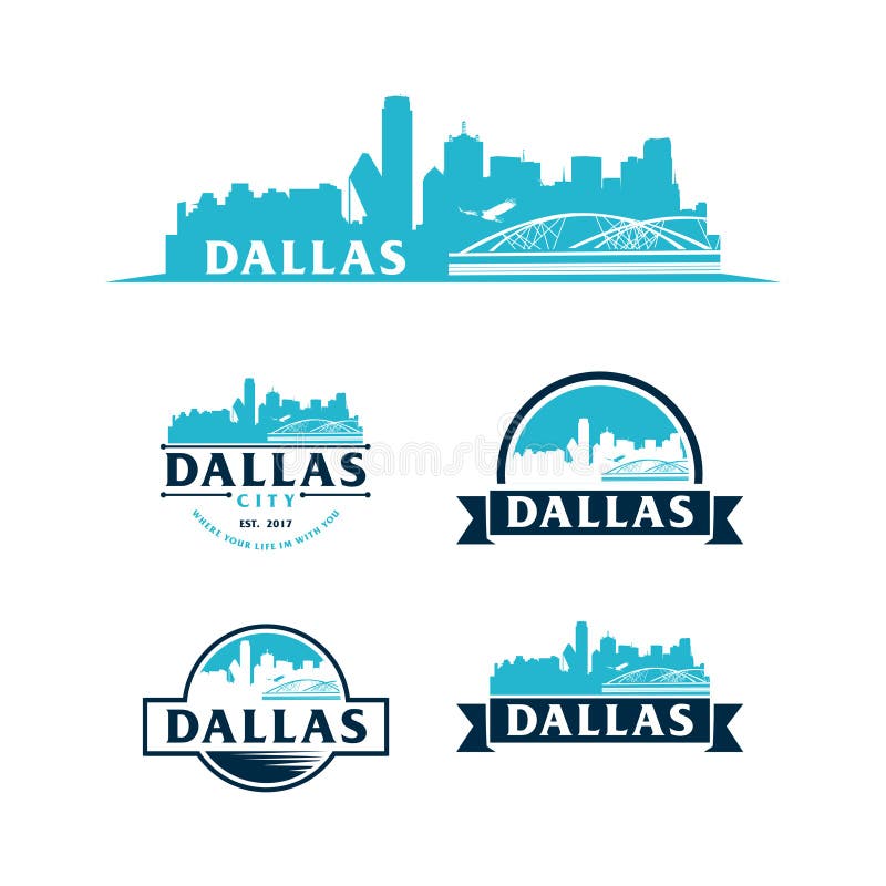 DALLAS LOGO Skyline and Landmarks Silhouette Vector Stock Vector ...