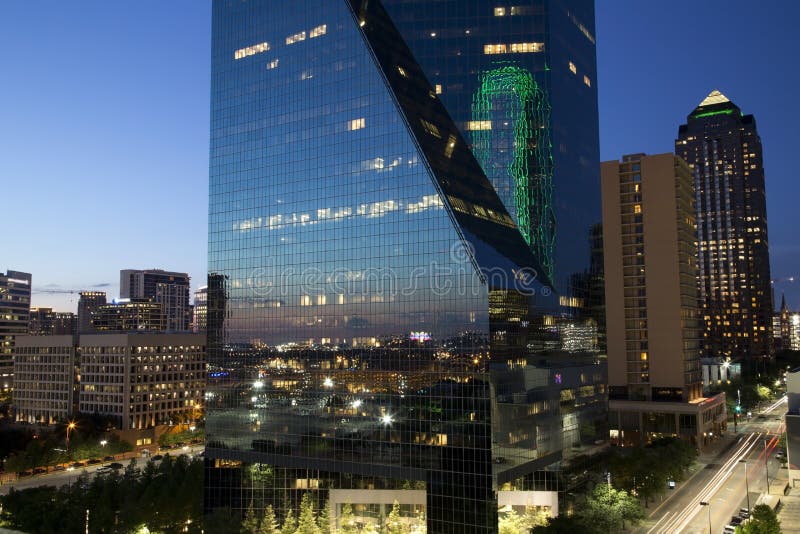 Dallas Downtown Night Scenes Stock Image - Image of travel, evening ...