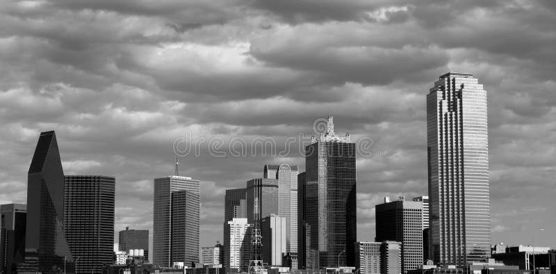 Dallas Skyline in Black and White Stock Photo - Image of urban ...