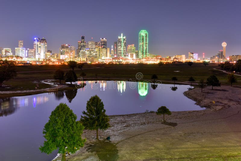 Dallas Skyline at Night stock image. Image of reunion - 61630327