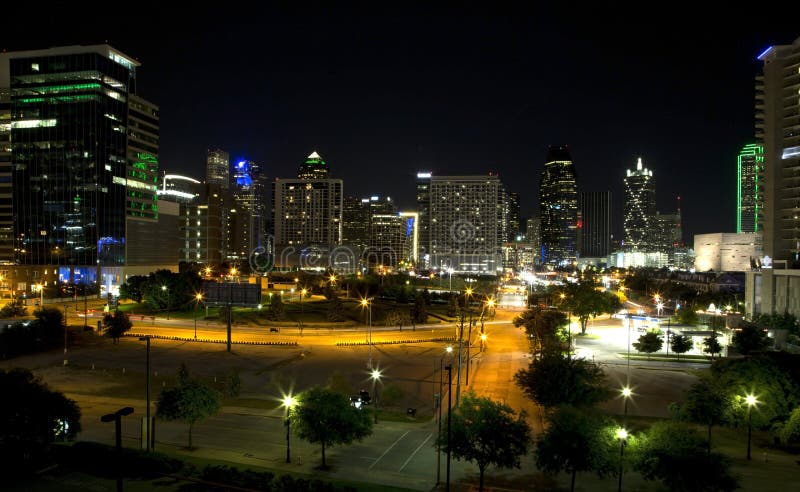 Dallas skyline at night stock photo. Image of scraper - 41256132