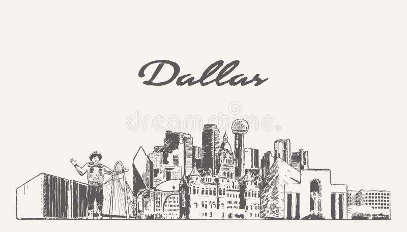 Dallas Skyline Line Art Stock Illustrations – 111 Dallas Skyline Line ...