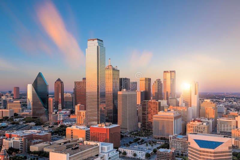 Dallas, Texas Cityscape at Sunset Stock Image - Image of highrise ...