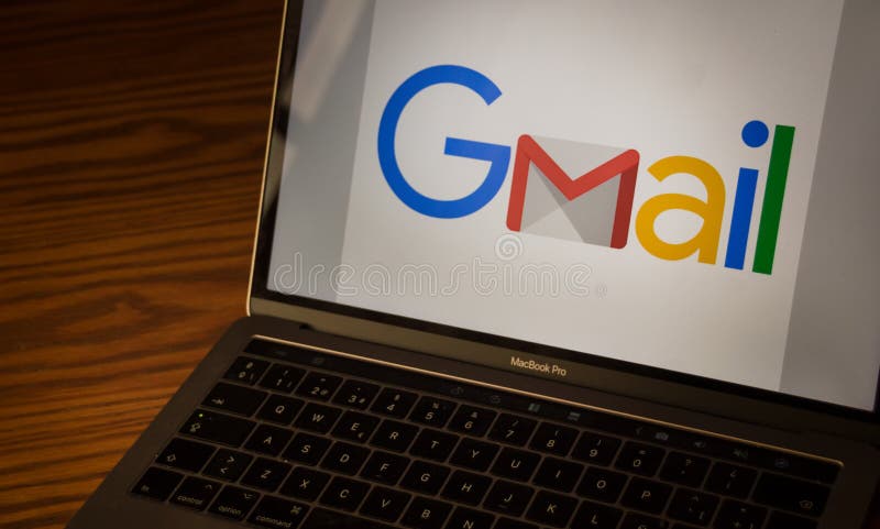 Gmail Logo on Computer Screen Editorial Stock Photo - Image of wood ...