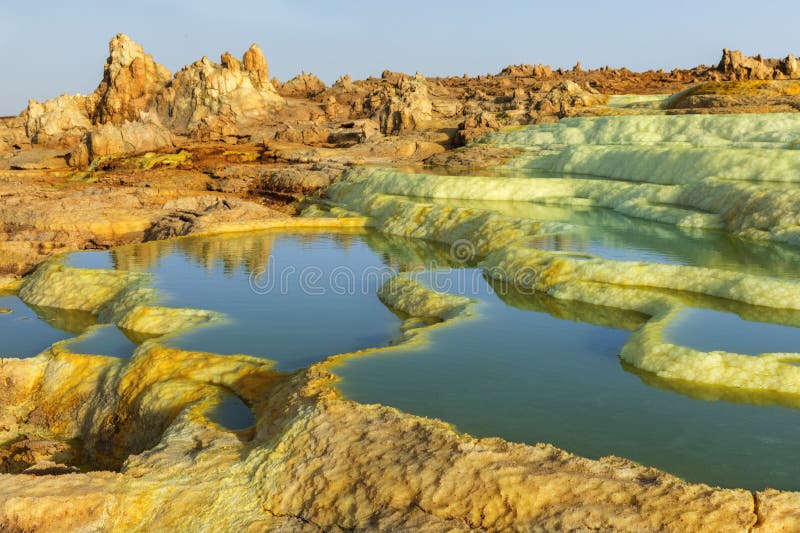Dallol volcano stock image. Image of green, lake, travel - 280115745