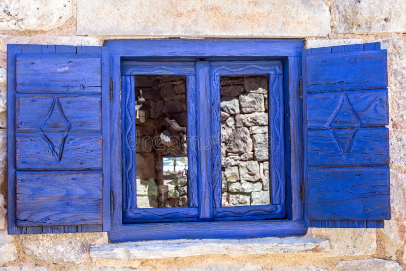 Dalmatian blue window stock image. Image of architecture - 116290999