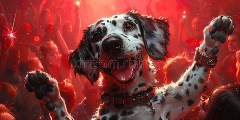 A Dalmatian Dog Stands Out in a Busy Crowd of People in a Lively ...