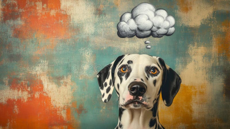 Dalmatian Dog with Thought Cloud, Abstract Background. Concept of ...