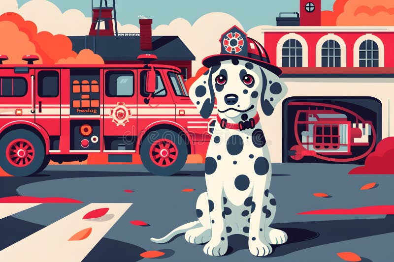 Dalmatian firefighter stock photo. Image of loyal, cartoon - 320134696