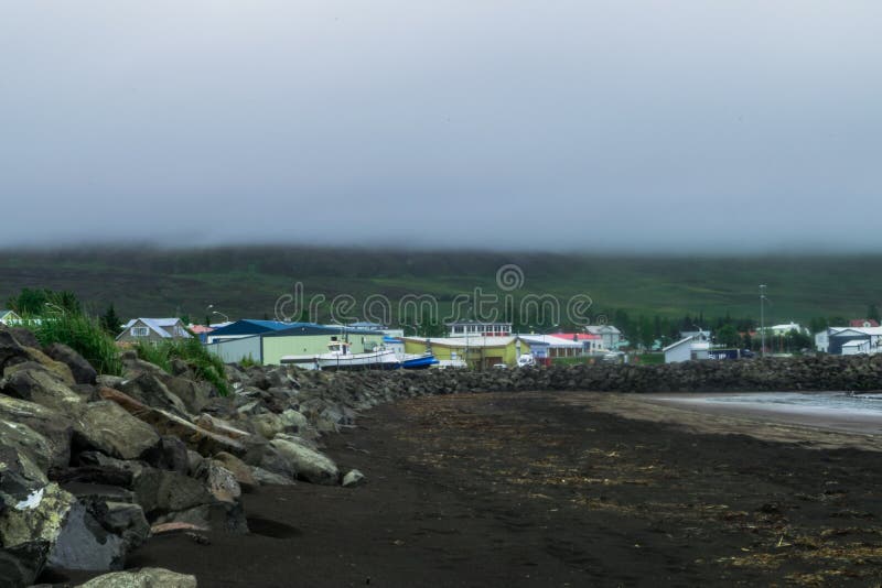 Dalvik Beach, with Overcast Skies Stock Photo - Image of iceland, coast ...