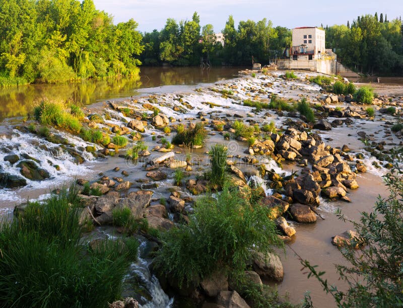 Dam Across Ebro in Logrono. Spain Stock Image - Image of resource ...