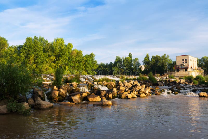 Dam Across Ebro River in Logrono Stock Photo - Image of energy ...