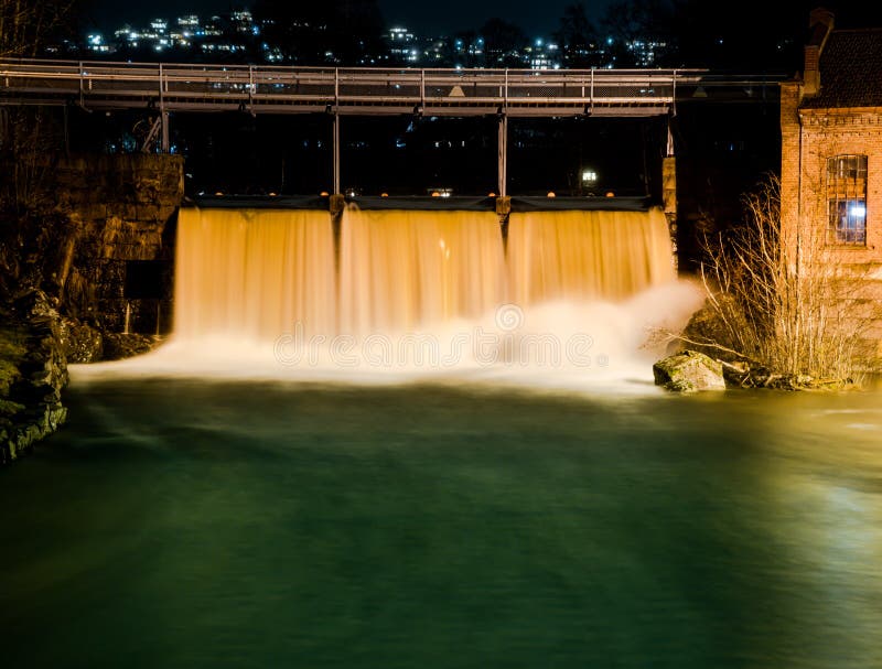 Dam on the Akerselva River in Oslo Stock Image - Image of engineering ...
