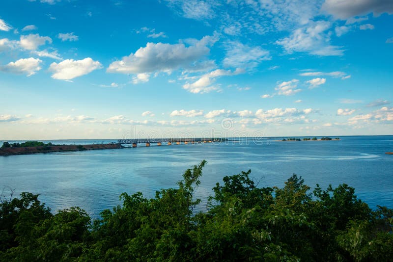 Dam and Bridge Across the Dnieper River in Cherkasy Stock Image - Image ...