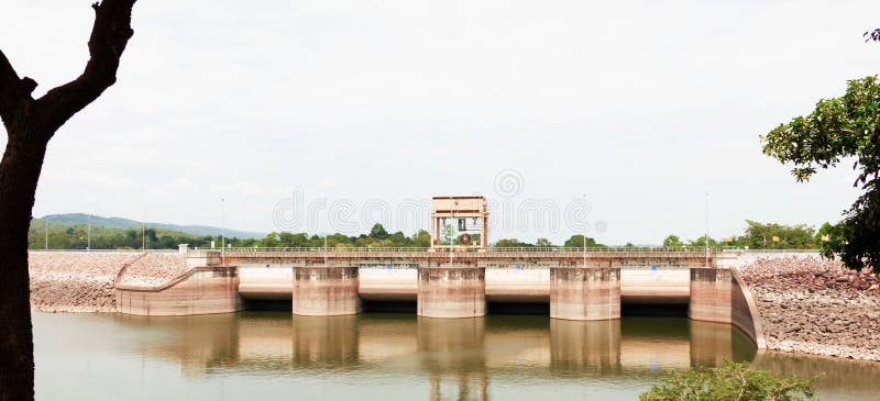 Dam bridge over the water stock image. Image of kaen - 130525727