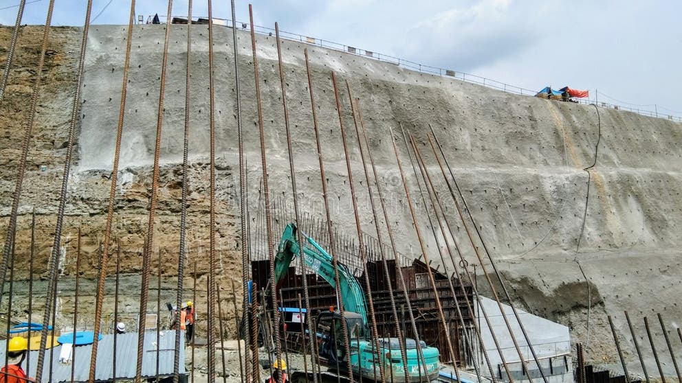 Dam Channel Excavation Work Using an Excavator Editorial Photography ...