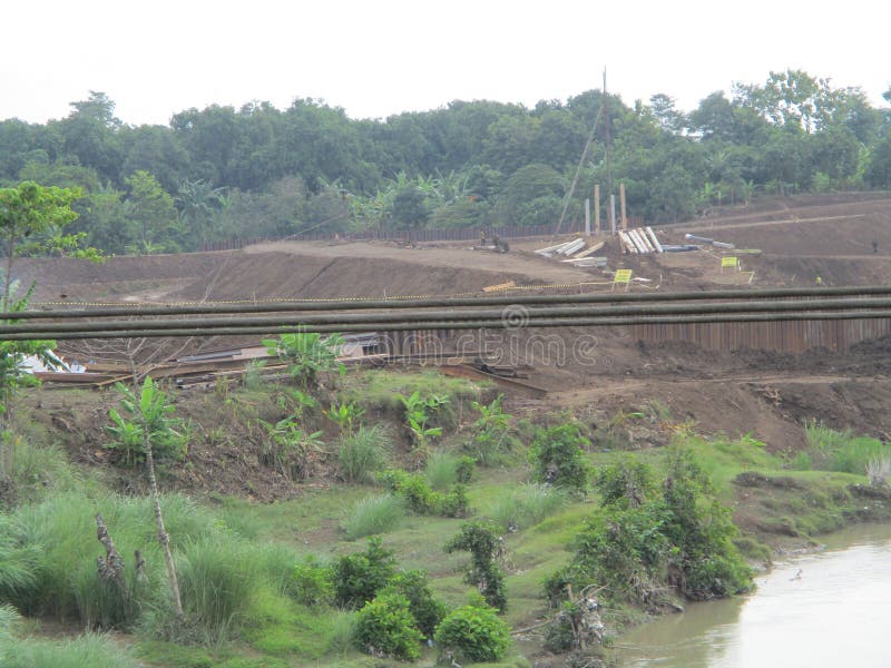 Dam construction project stock photo. Image of transport - 255674028