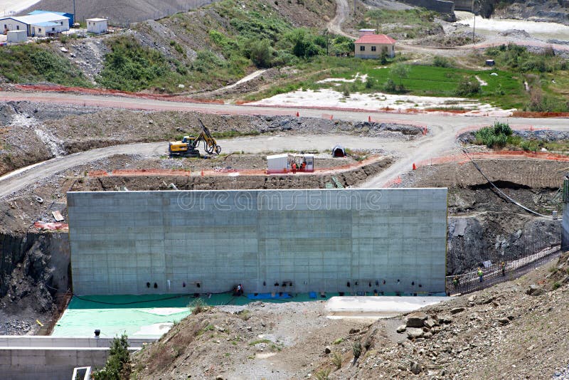 Dam Spillway Construction stock photo. Image of flow - 171847068
