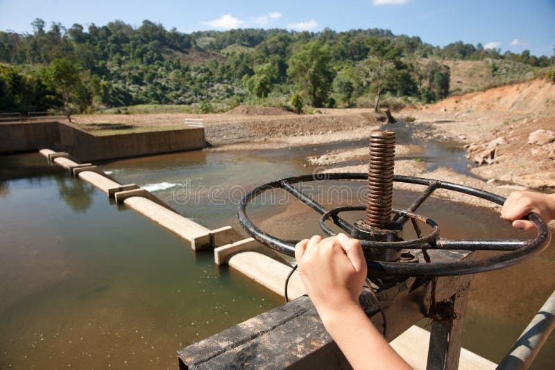 Dam control wheel stock photo. Image of water, thailand - 30827696
