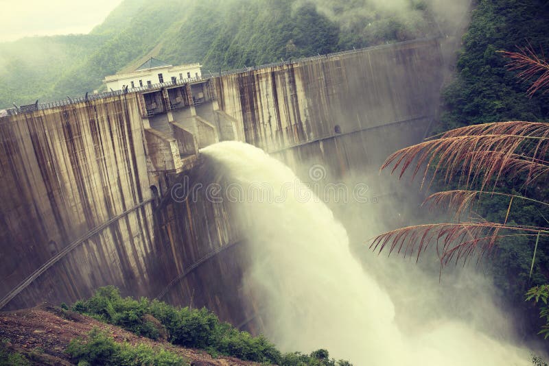 Dam discharge water stock image. Image of modern, summer - 87659437