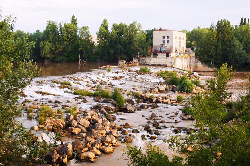 Dam at Ebro River in Logrono. La Rioja Stock Image - Image of ...