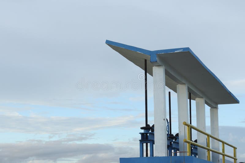Dam Engine in Blue with Sky Background Stock Image - Image of mast ...