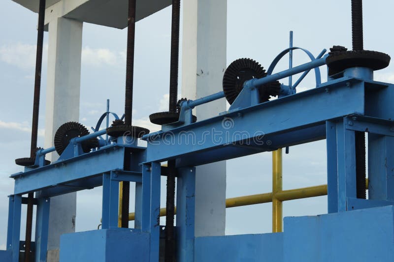 Dam Engine in Blue with Sky Background Stock Image - Image of engine ...