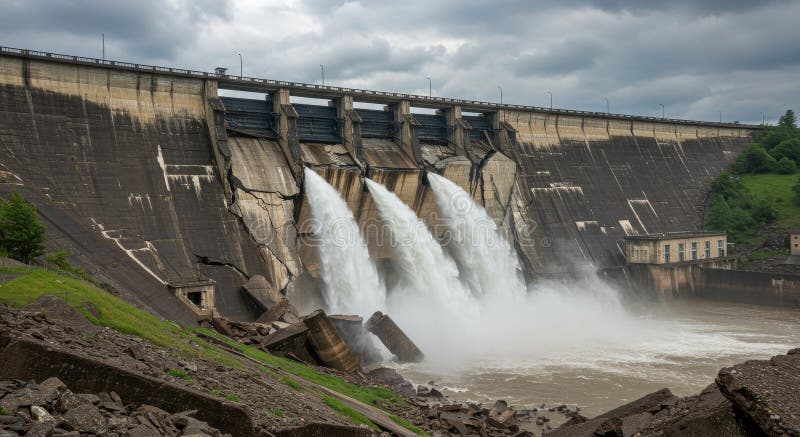 Dam Failure Catastrophic Water Release a Damaged Dam Unleashes a ...