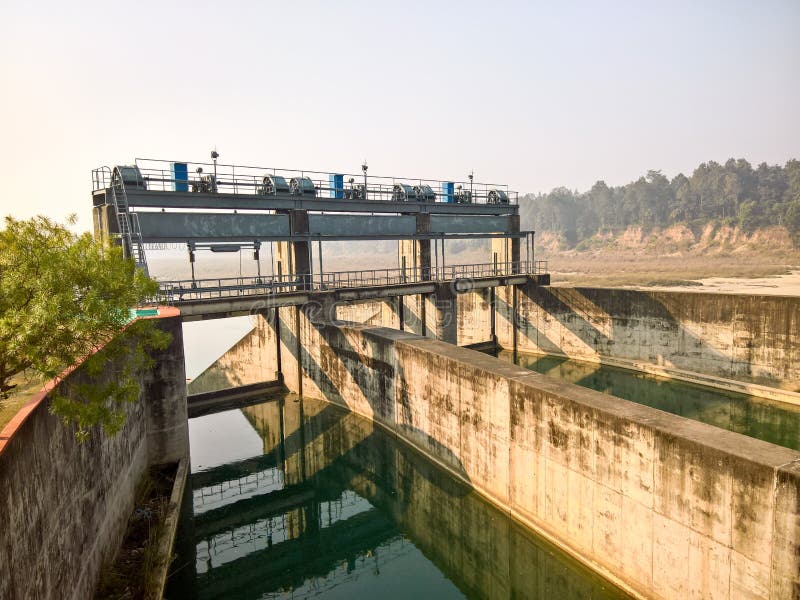 Flood gates of a Dam stock image. Image of gates, flowing - 6380169