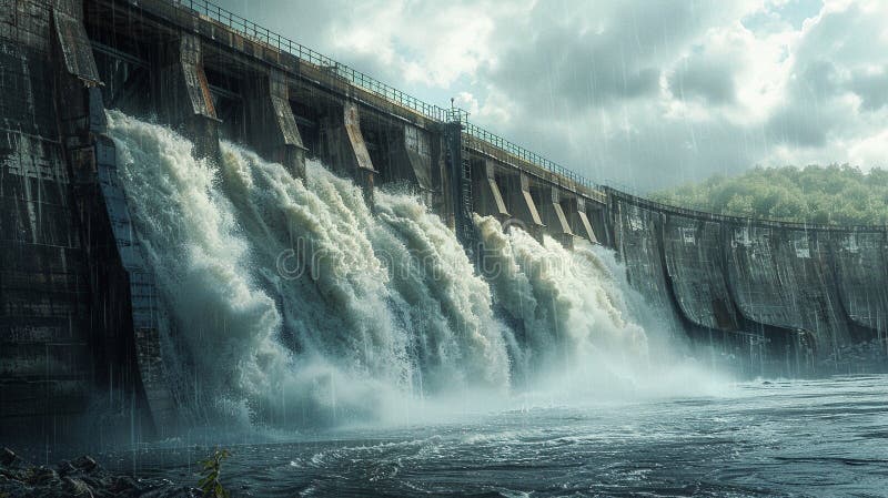 Dam with Flowing Water , Generated AI Stock Photo - Image of river ...