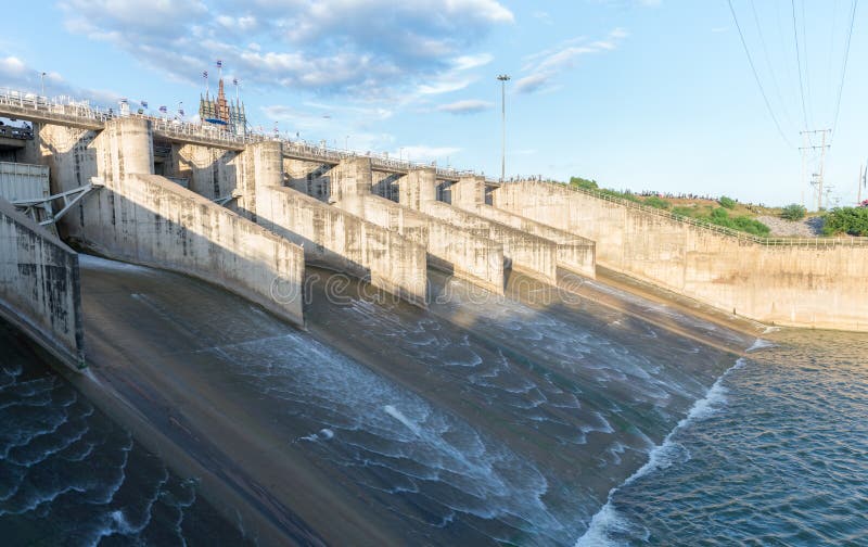 Construction of Spillway Dam Gate with Sunrise, Stock Image - Image of ...