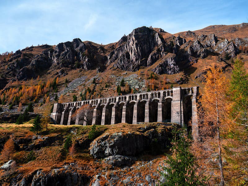 Dam of gleno stock image. Image of lombardy, clouds - 214193165