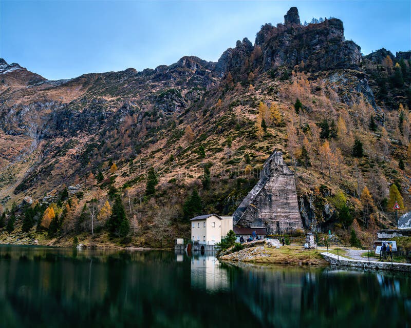 Dam of gleno italy stock photo. Image of destroyed, clouds - 214338820