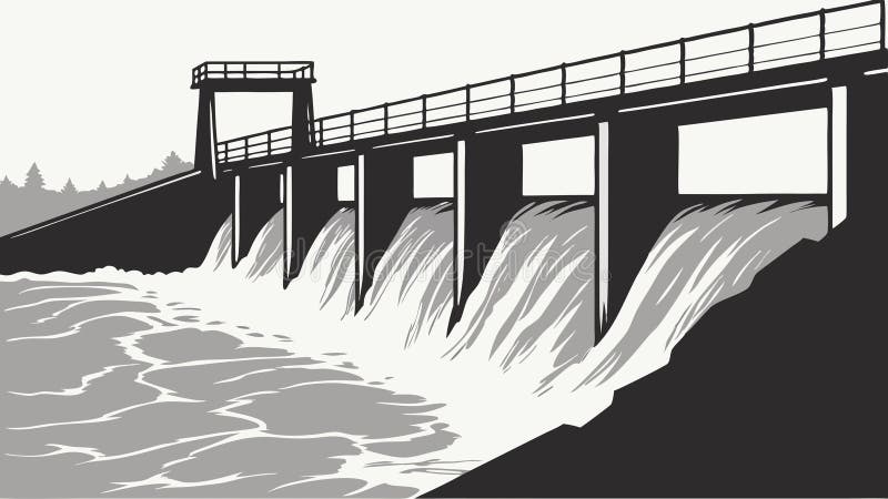 Dam Hydroelectric Power Water Resource. Engineering Structure Vector ...