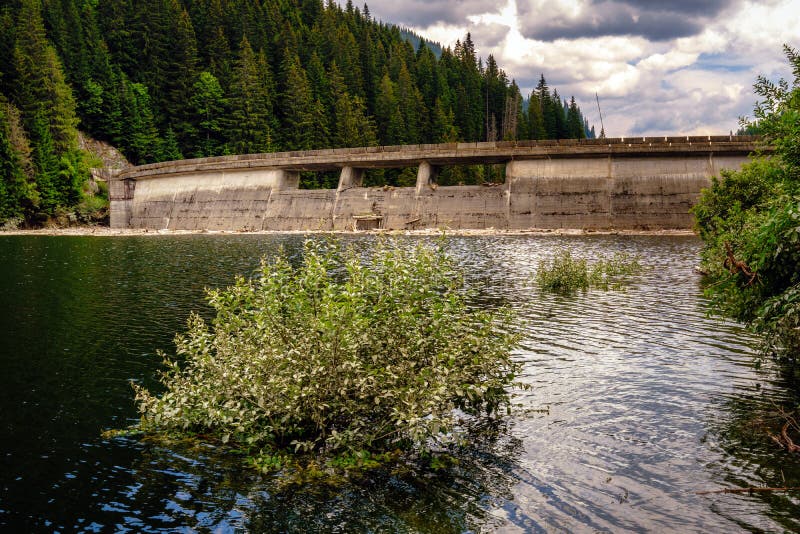 Dam lake in the mountains stock image. Image of mountain - 180542493