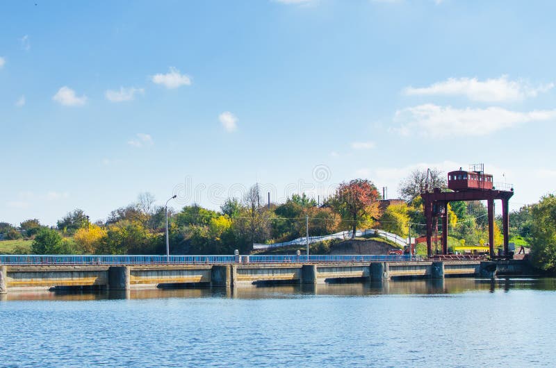 Dam and Lock System on the River Stock Image - Image of construction ...